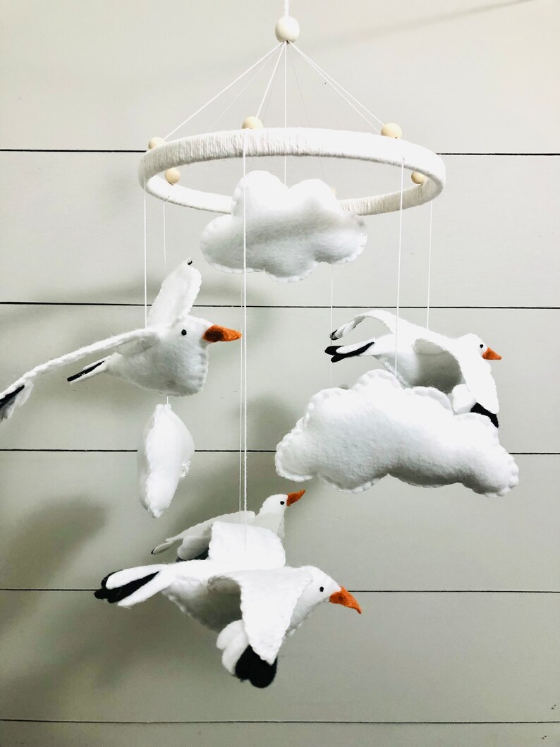 Seagull Nursery Mobile, Ocean Theme Seagull Decor, Nursery Baby Mobile ...