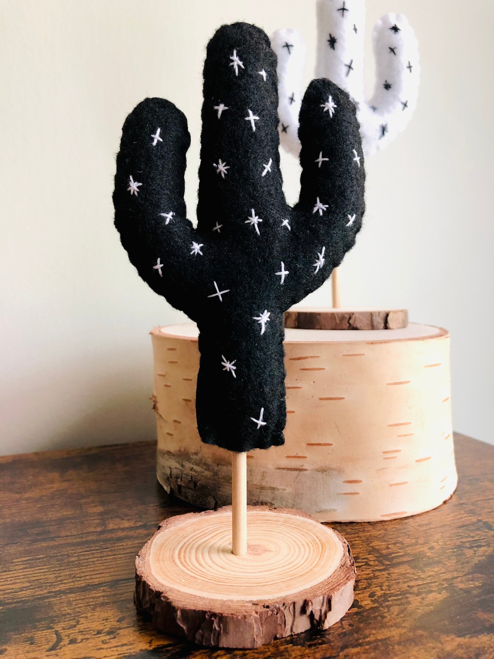 2pc Black and White Saguaro Cactus Centerpiece, Simple Saguaro Cactus ...