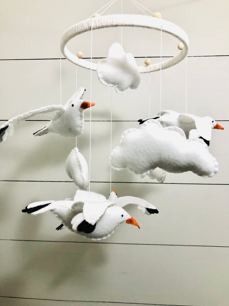 Seagull Nursery Mobile, Ocean Theme Seagull Decor, Nursery Baby Mobile ...
