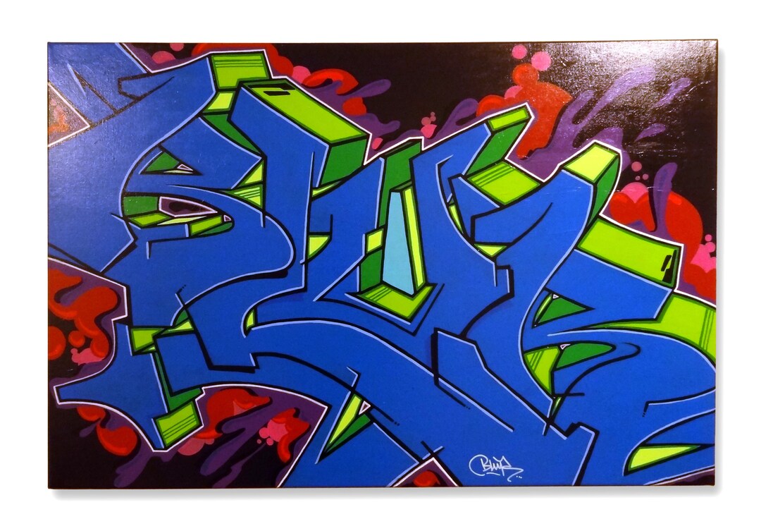 Large Graffiti Art: Original Blur Piece on Canvas (36x24) - Etsy