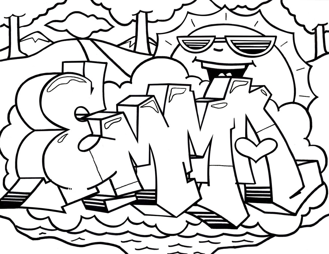 Emma Coloring Book Page / Graffiti Names | Etsy
