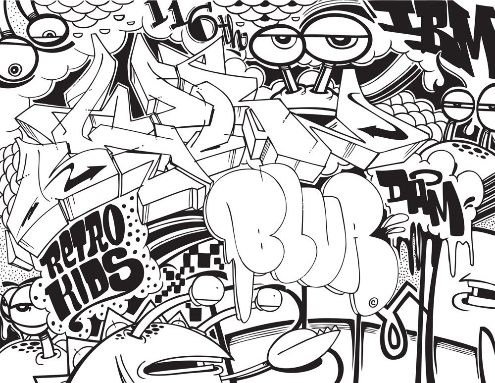 Graffiti Coloring Book: 20 Pages of Custom Designs (PDF Download) - Etsy