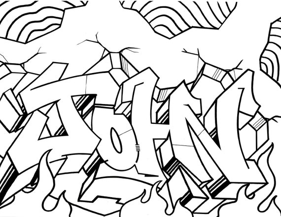 John Coloring Book Page / Graffiti Names - Etsy