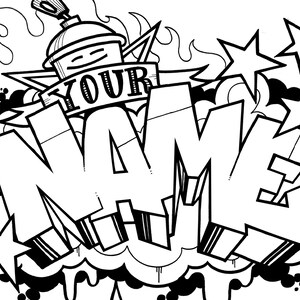Custom Name in Graffiti Letters / Coloring Page / Digital Download ...