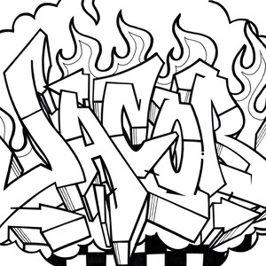 Jacob Coloring Book Page / Graffiti Names | Etsy India