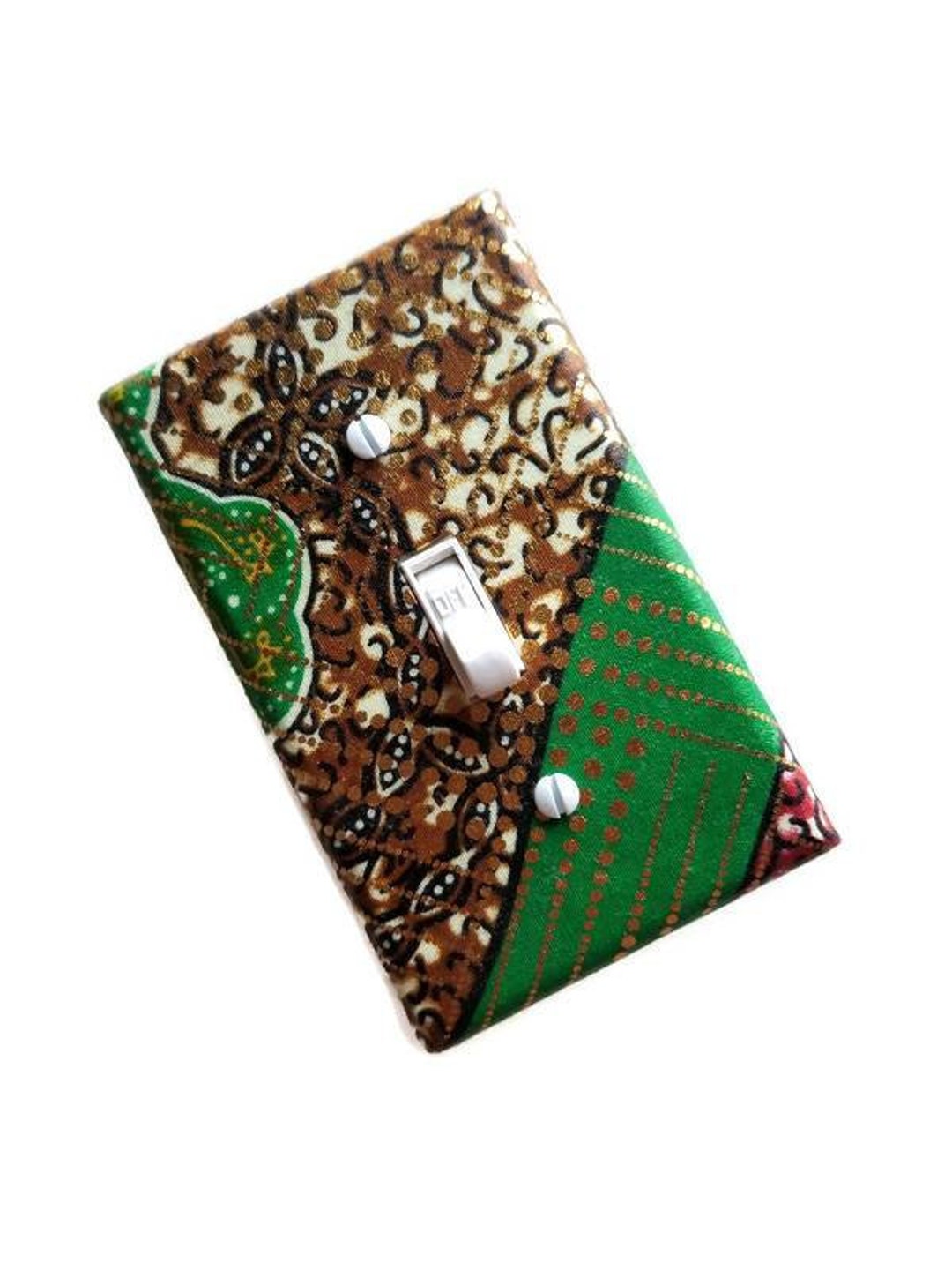 Abstract, Ethnic, African Light Switch Cover in Brown Green and Gold ...