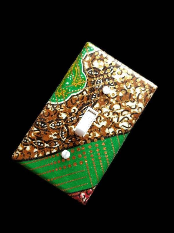 Abstract, Ethnic, African Light Switch Cover in Brown Green and Gold ...