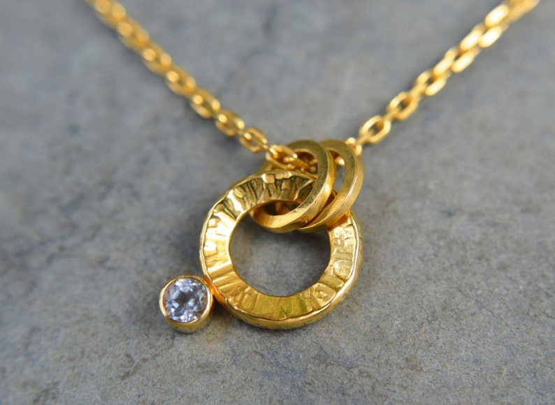 Small Hammered Gold Circle Necklace / Genuine 24k Gold Plated Over ...