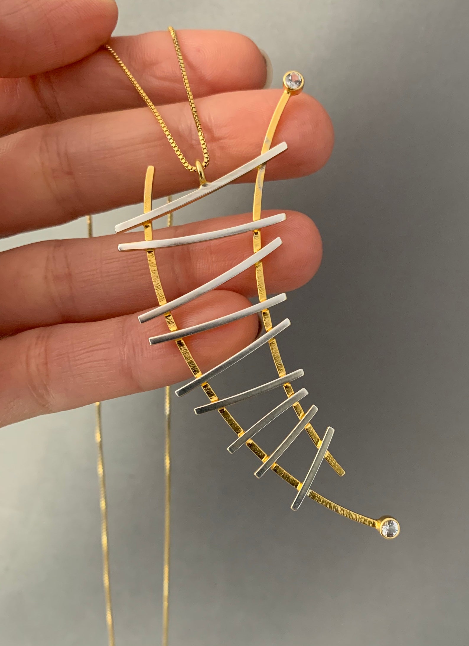 Long Curved Ladder With 3mm Off-set Topaz - Etsy