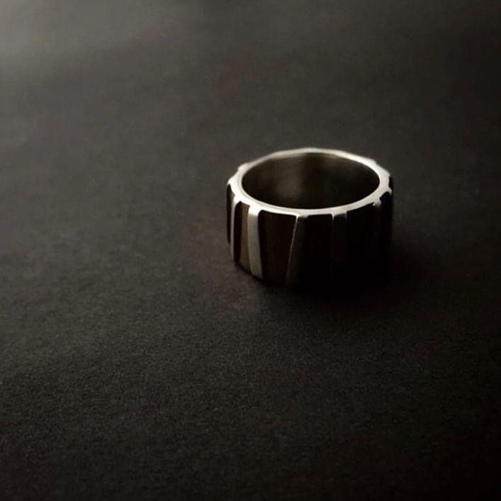 Wide Band Ring With Raised Silver Highlights - Etsy