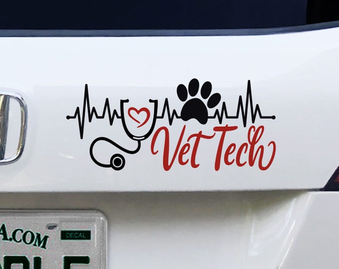 Vet Tech Vinyl Car Decal - Etsy