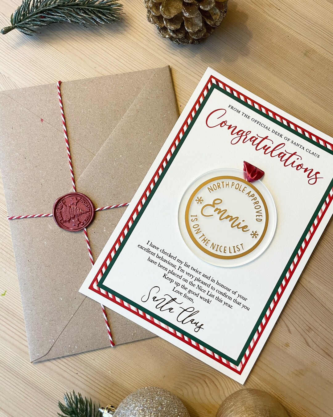 Personalised Nice List Medal & Certificate Santa Claus Christmas Eve ...