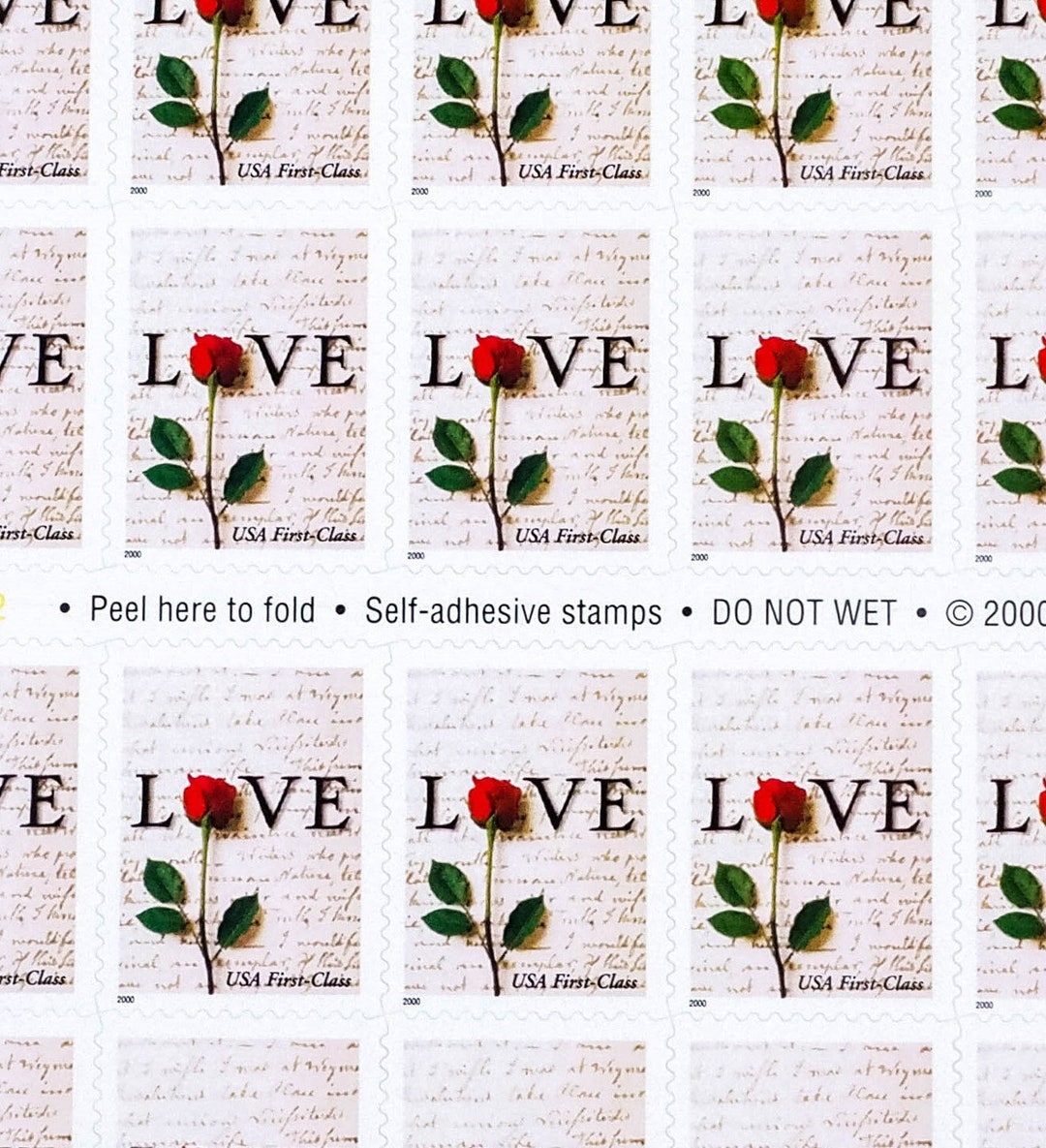 20 Pink Rose Postage Stamps Love Stamps Series Love Letter - Etsy