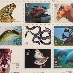 15 Endangered Species Stamps, Vintage Nature Postage, Species Include ...