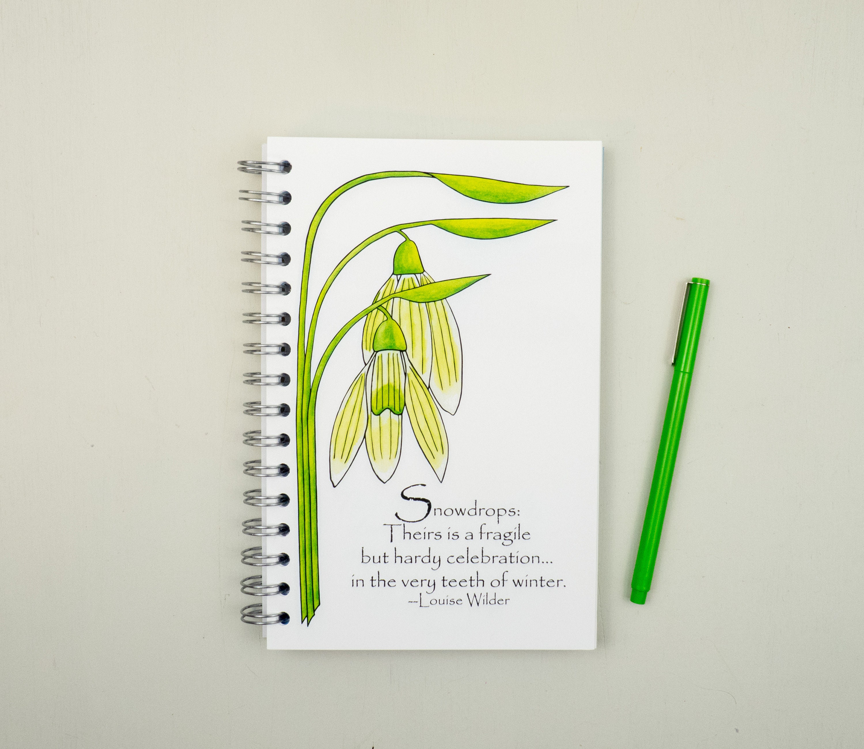 Snowdrop Journal Notebook With Pockets Spring Flower Journal - Etsy