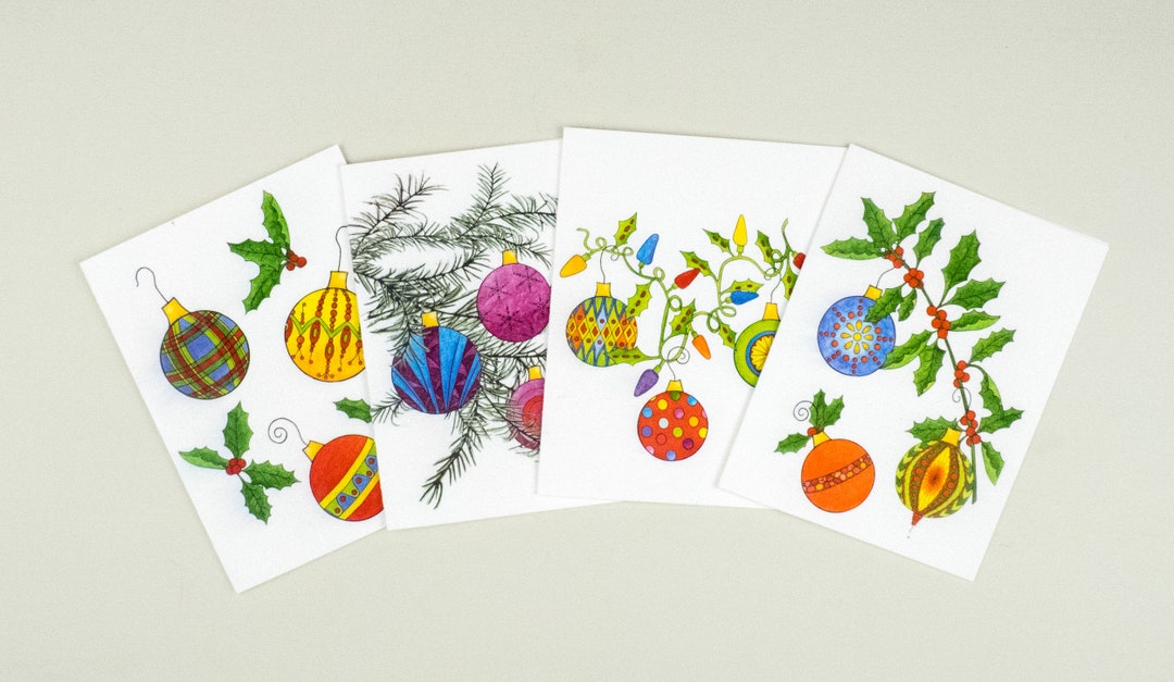 Christmas Ornament Greeting Card Set Holiday Card Set - Etsy