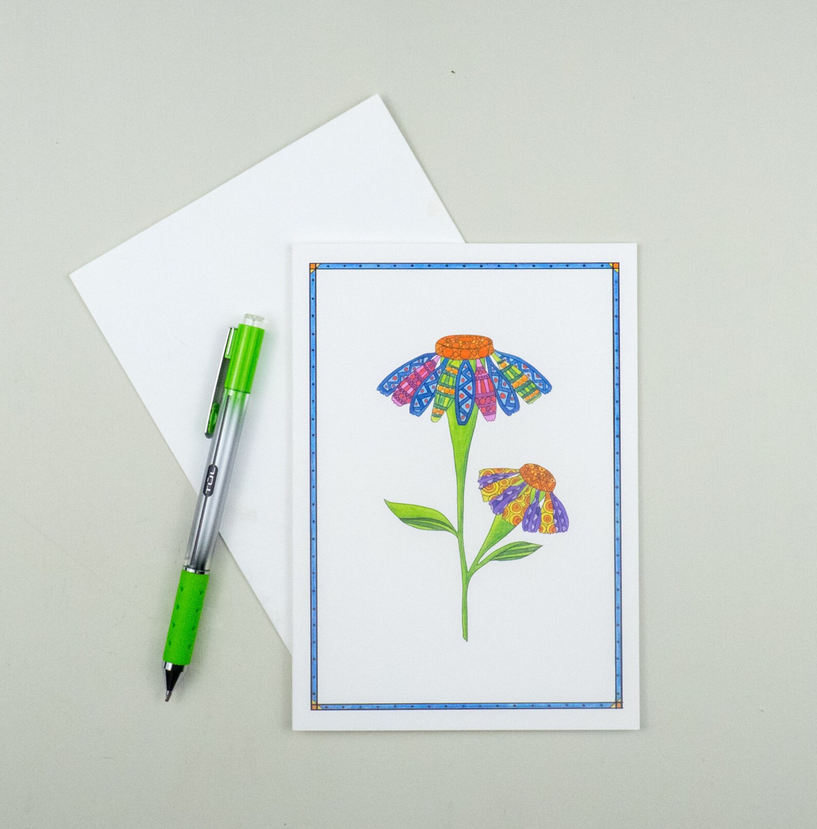 Daisy Note Card Zentangle Flower Prairie Flower Greeting - Etsy