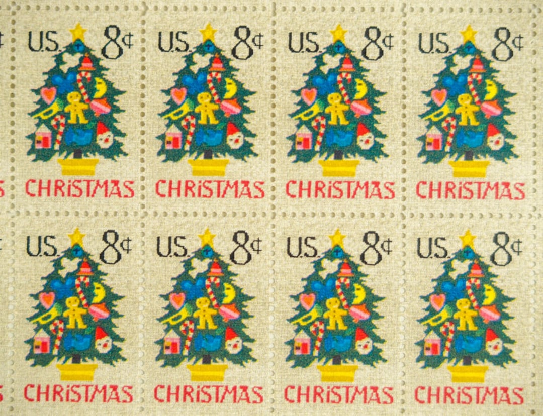 20 Needlepoint Christmas Tree Stamps Winter Holiday Postage - Etsy