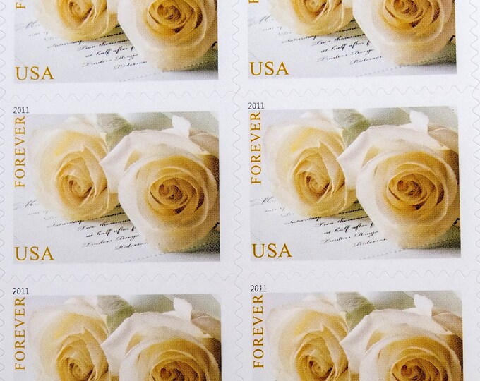 20 White Wedding Roses Stamps, Vintage Postage Stamps, Forever Wedding ...