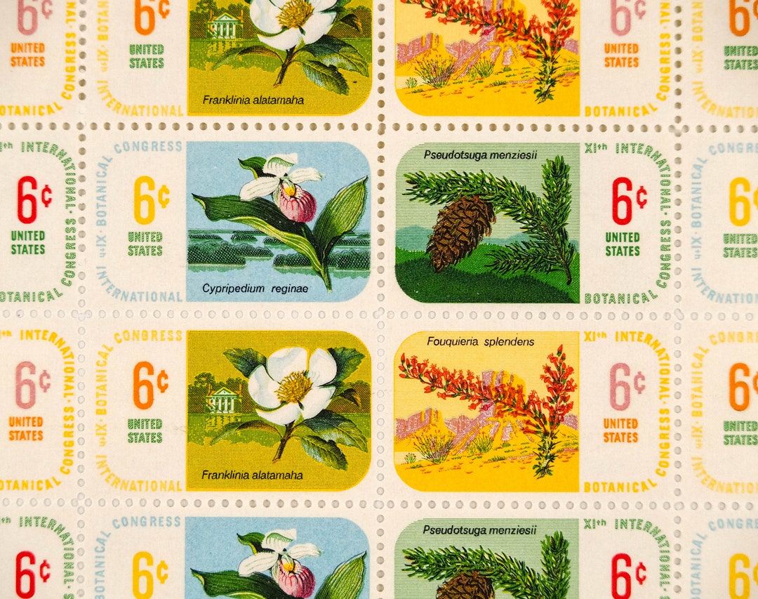 25 Vintage Botanical Stamps, Douglas Fir Stamp, Lady's Slipper Postage ...