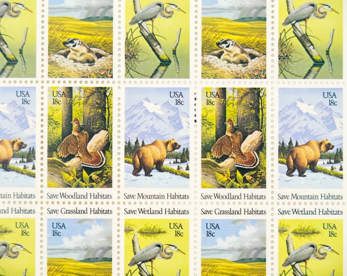 50 Animal Stamps, Habitat Stamp Set, Preservation of Wildlife Habitat ...