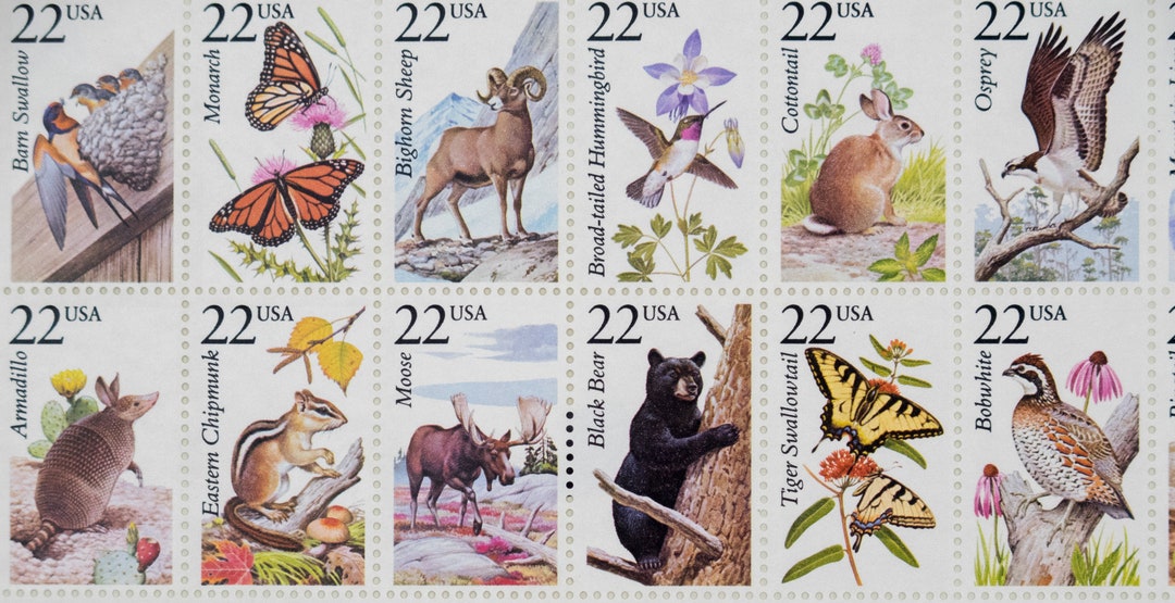 25 North American Wildlife Postage, Bird and Animal Stamps, Vintage ...