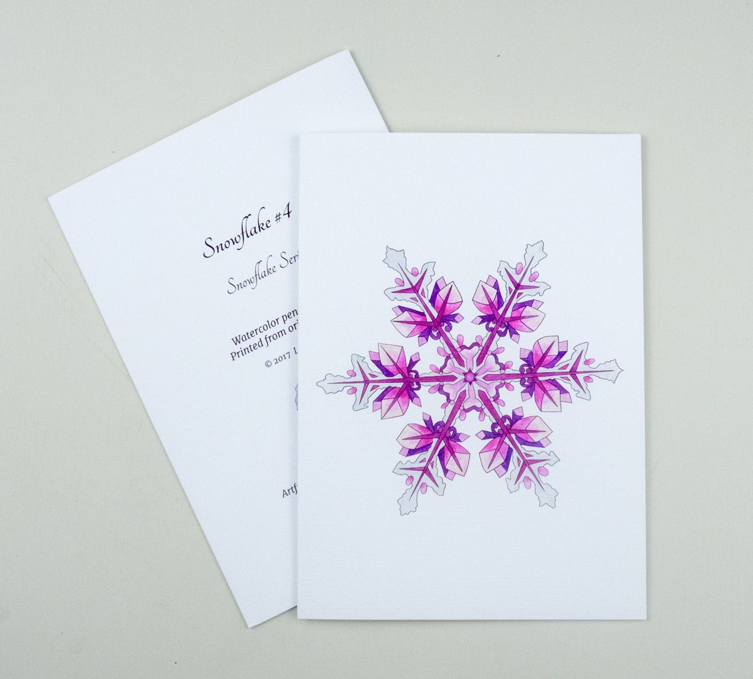 Snowflake Greeting Card 5x7 Snow Holiday Card Winter Card - Etsy