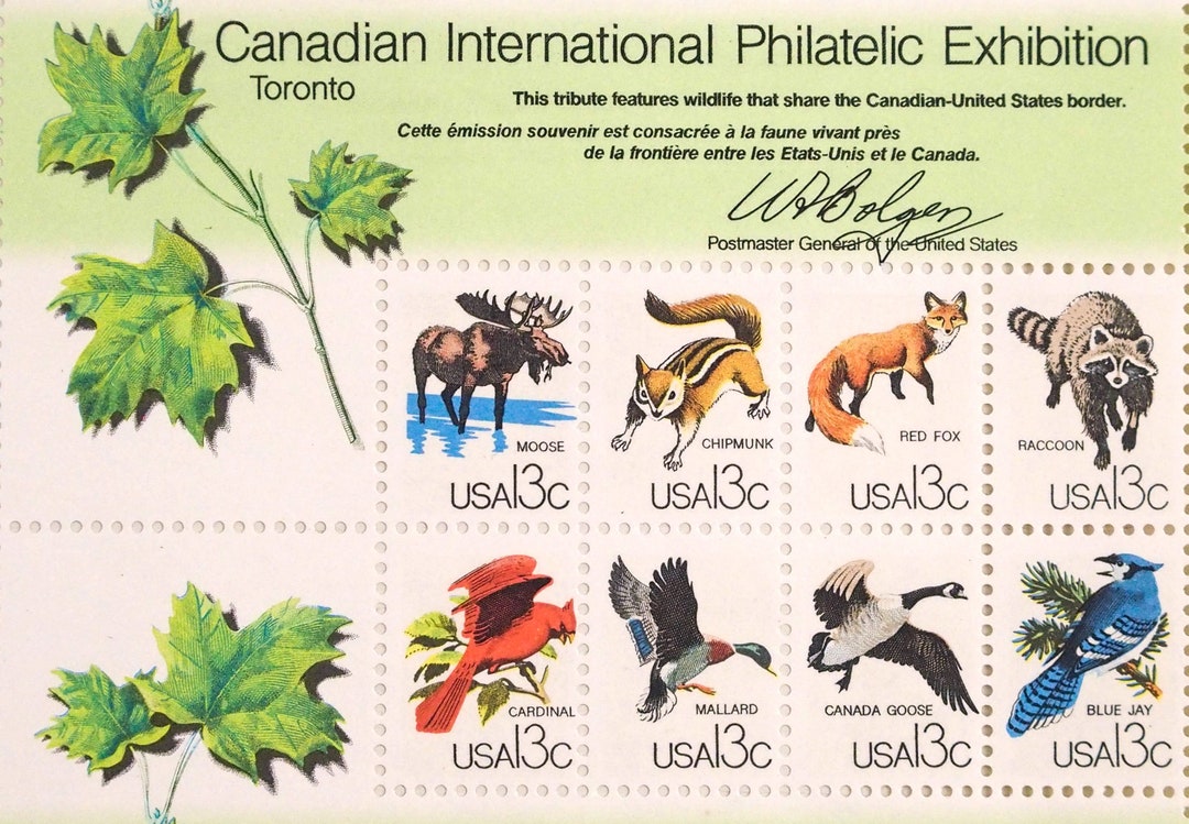 Canadian Animal Stamps, 1978 CAPEX Souvenir Sheet, Animals Include ...