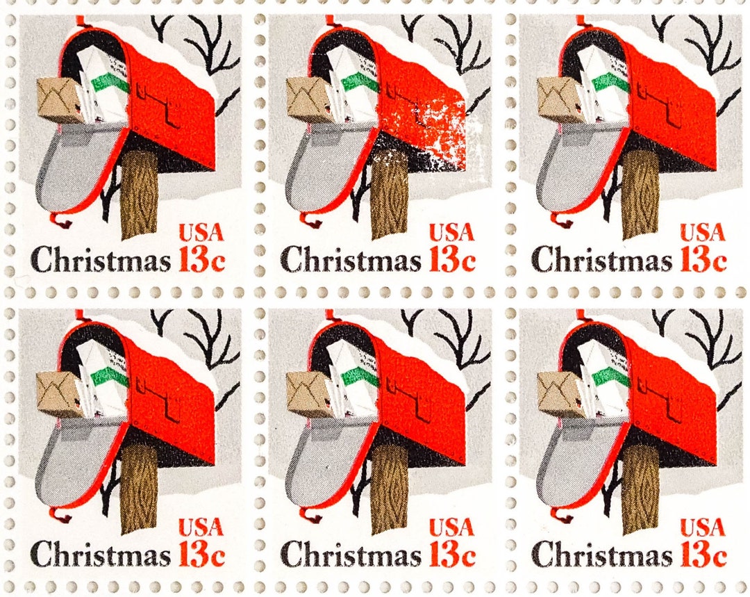 25 Red Rural Mailbox Stamps, Winter Theme Postage, Holiday Gifts ...
