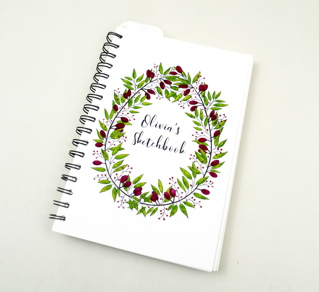 Olive Wreath Journal Notebook With Pockets Olive Branch Art - Etsy