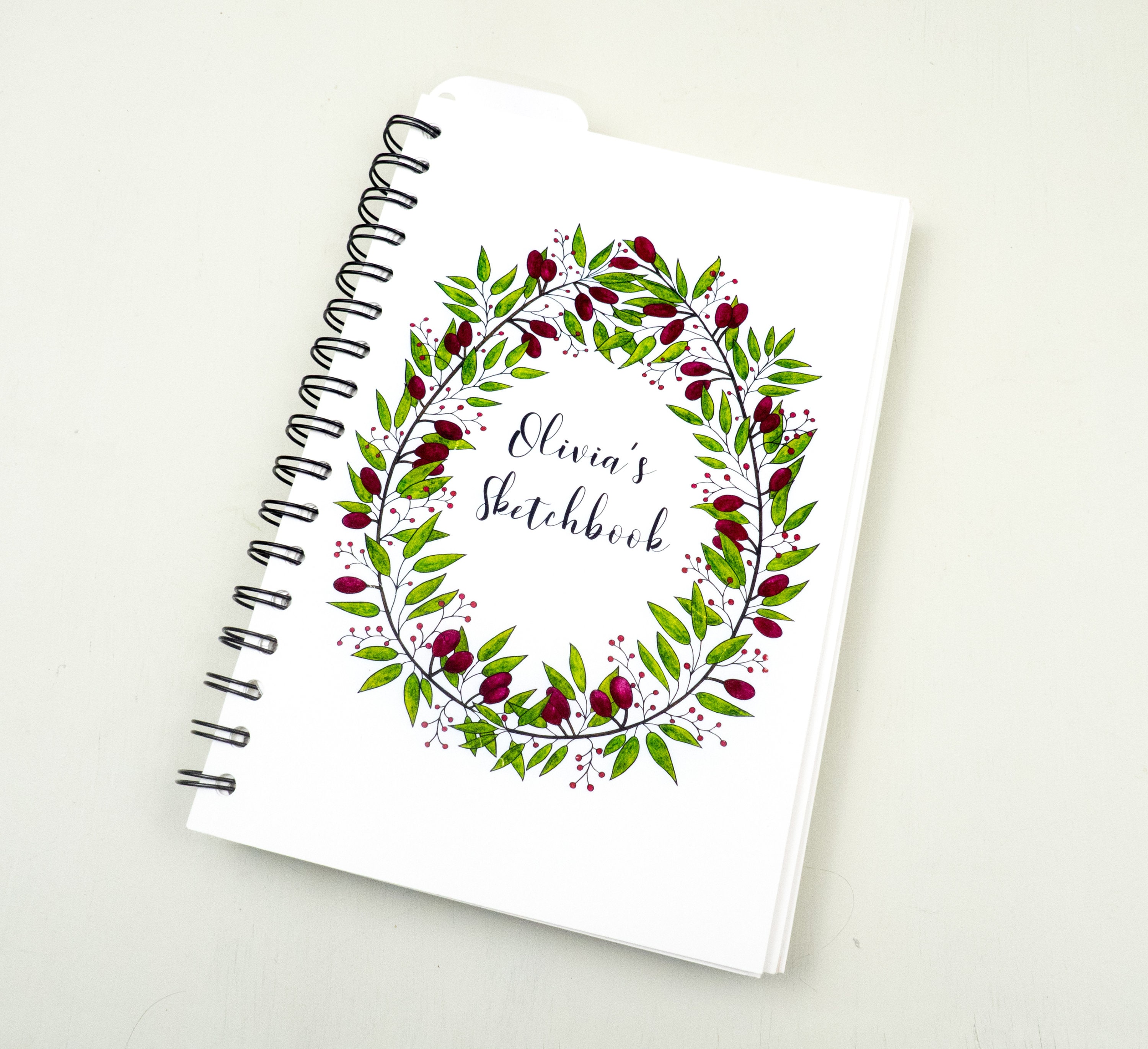 Olive Wreath Journal Notebook With Pockets Olive Branch Art - Etsy