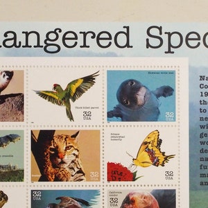 15 Endangered Species Stamps, Vintage Nature Postage, Species Include ...