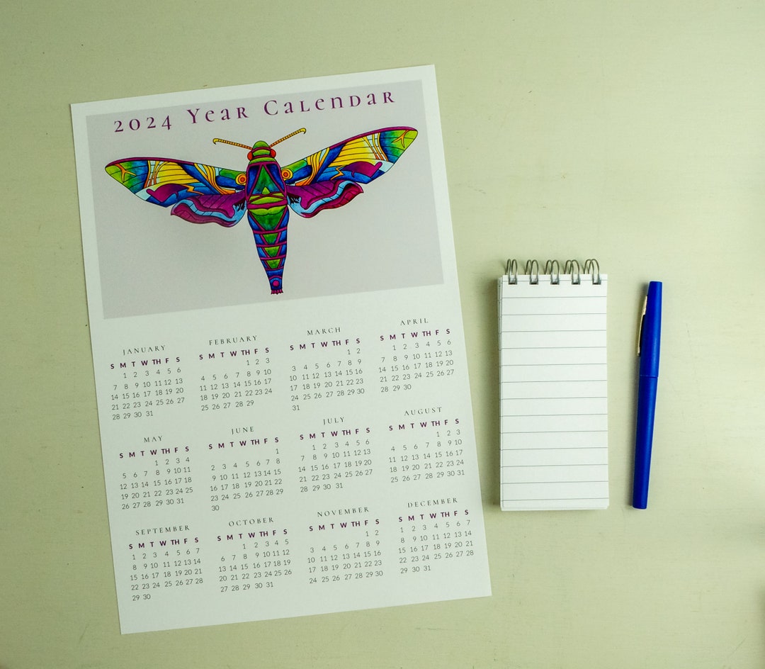 SALE!!!! 2025 Hawk Moth Wall Calendar, Year at a Glance, 2025 Wall Art ...