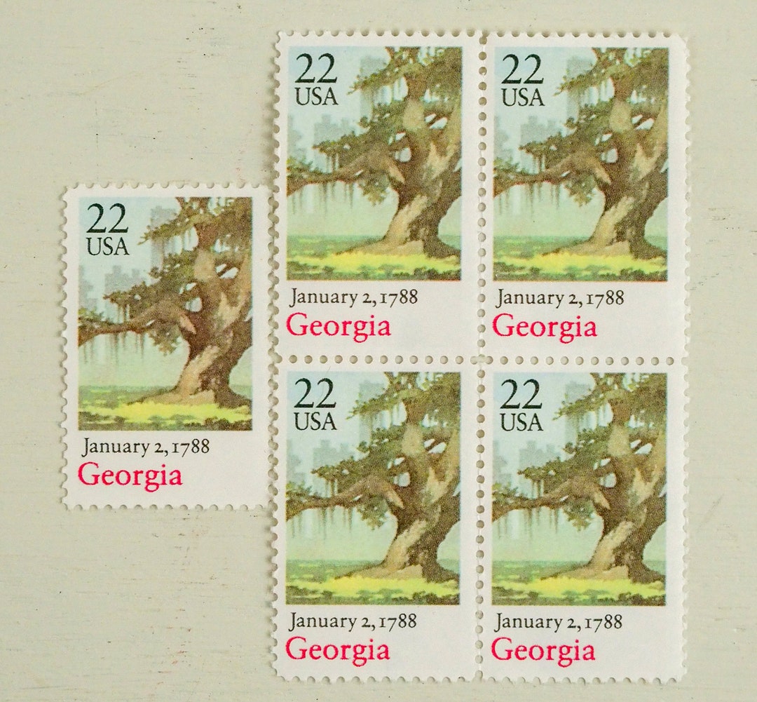 5 Georgia State Stamp, Bicentennial Statehood, Live Oak, Spanish Moss ...