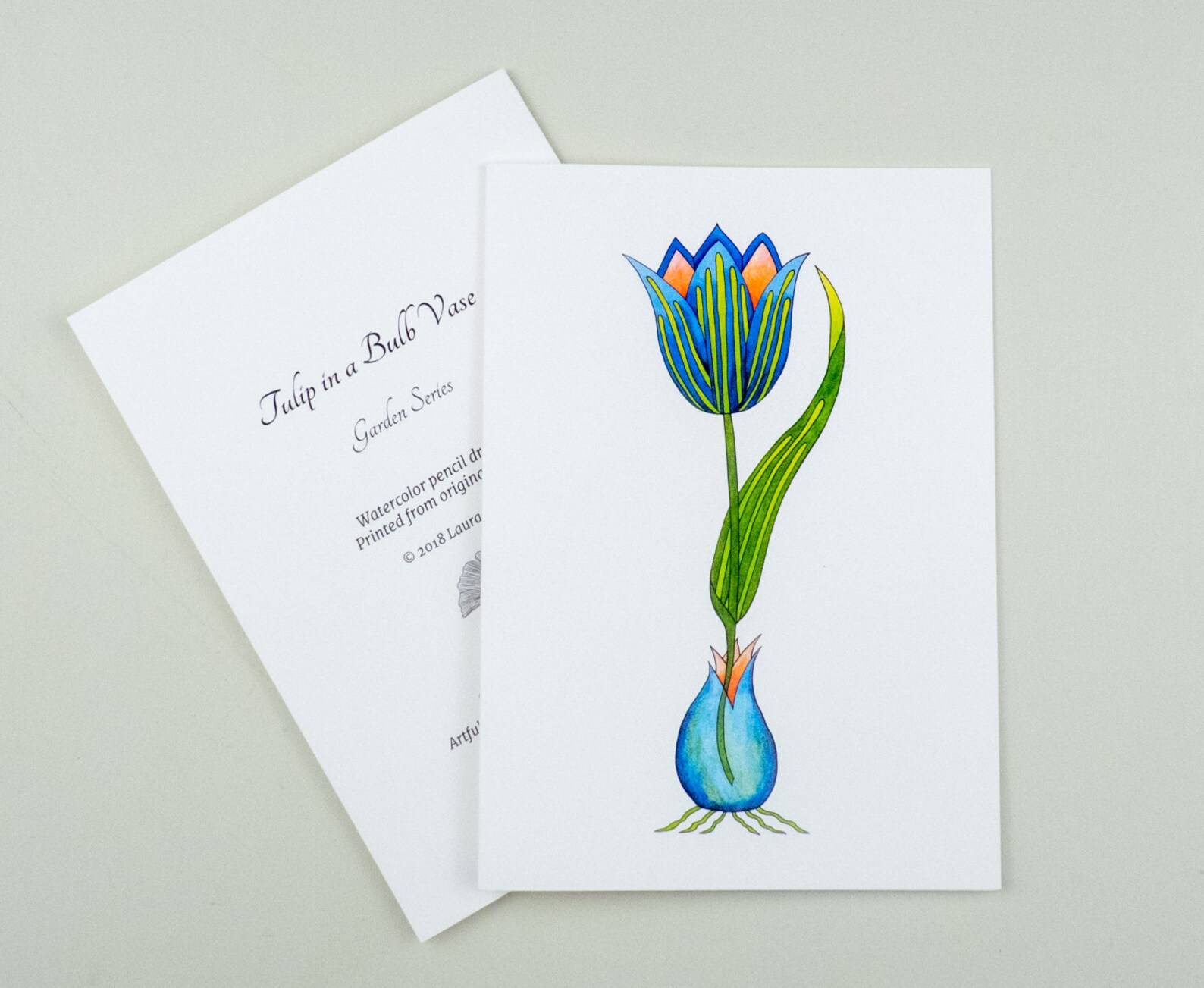 Tulip Flower Card Spring Flower Card Tulip Bulb Blue Tulip | Etsy