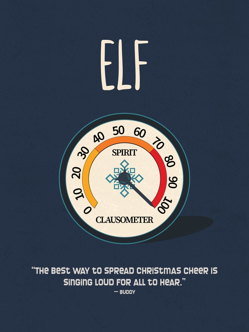 Elf Inspired Minimalist Movie Poster Print Clausometer With - Etsy