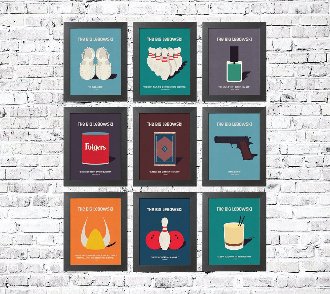 The Big Lebowski Poster Set – 9 Minimalist Prints With Iconic Movie ...