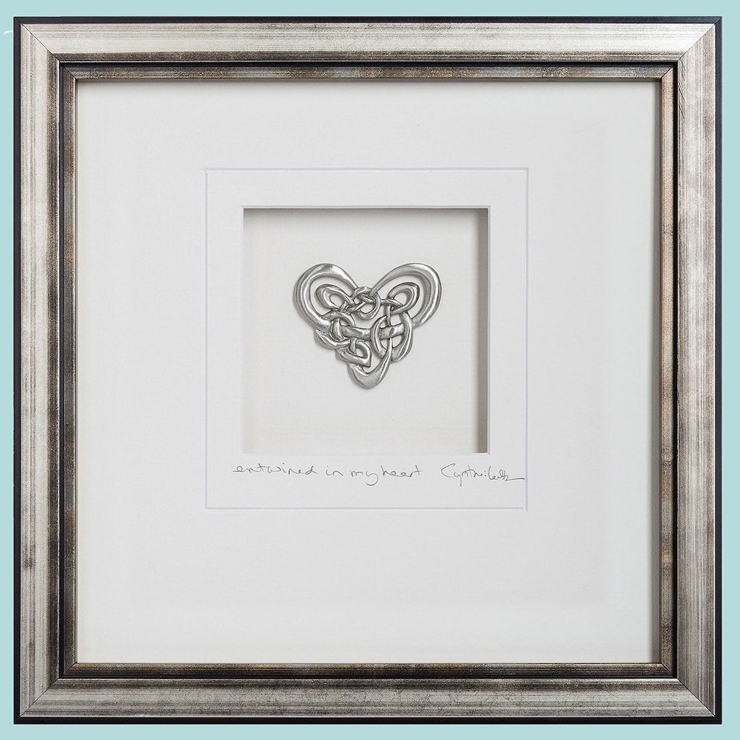 Entwined in My Heart, Pewter, Wood Frame 9” X 9” X 1", Signed Mat ...