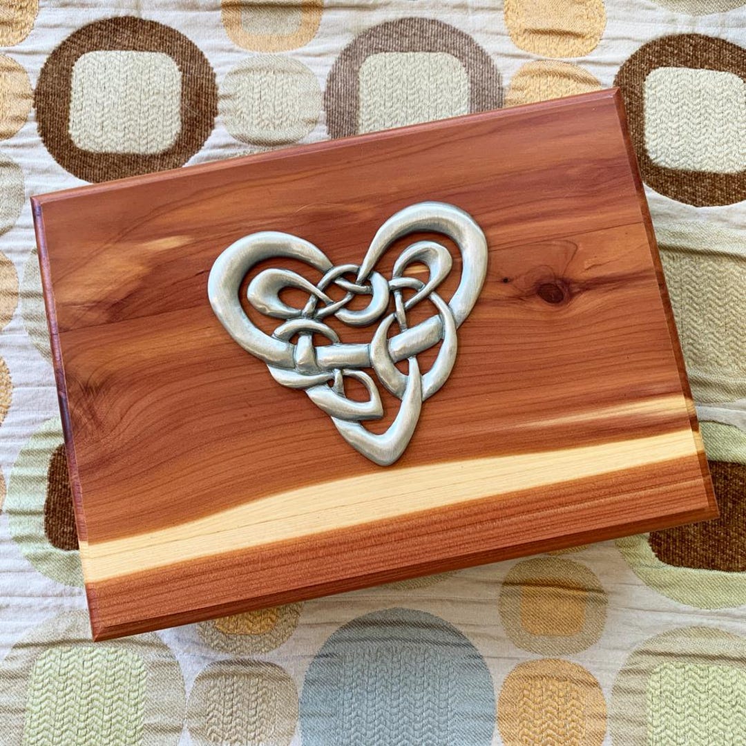 Pewter Celtic Heart on Cedar Memento Box (6.5 X 9.3 X 3 Inch) Handcrafted USA Cynthia Webb ...