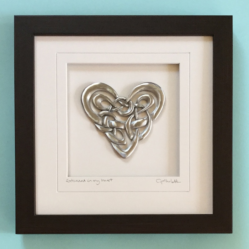 Celtic Heart Pewter, "entwined in My Heart", 10" X 10" X 1" Wood Frame ...