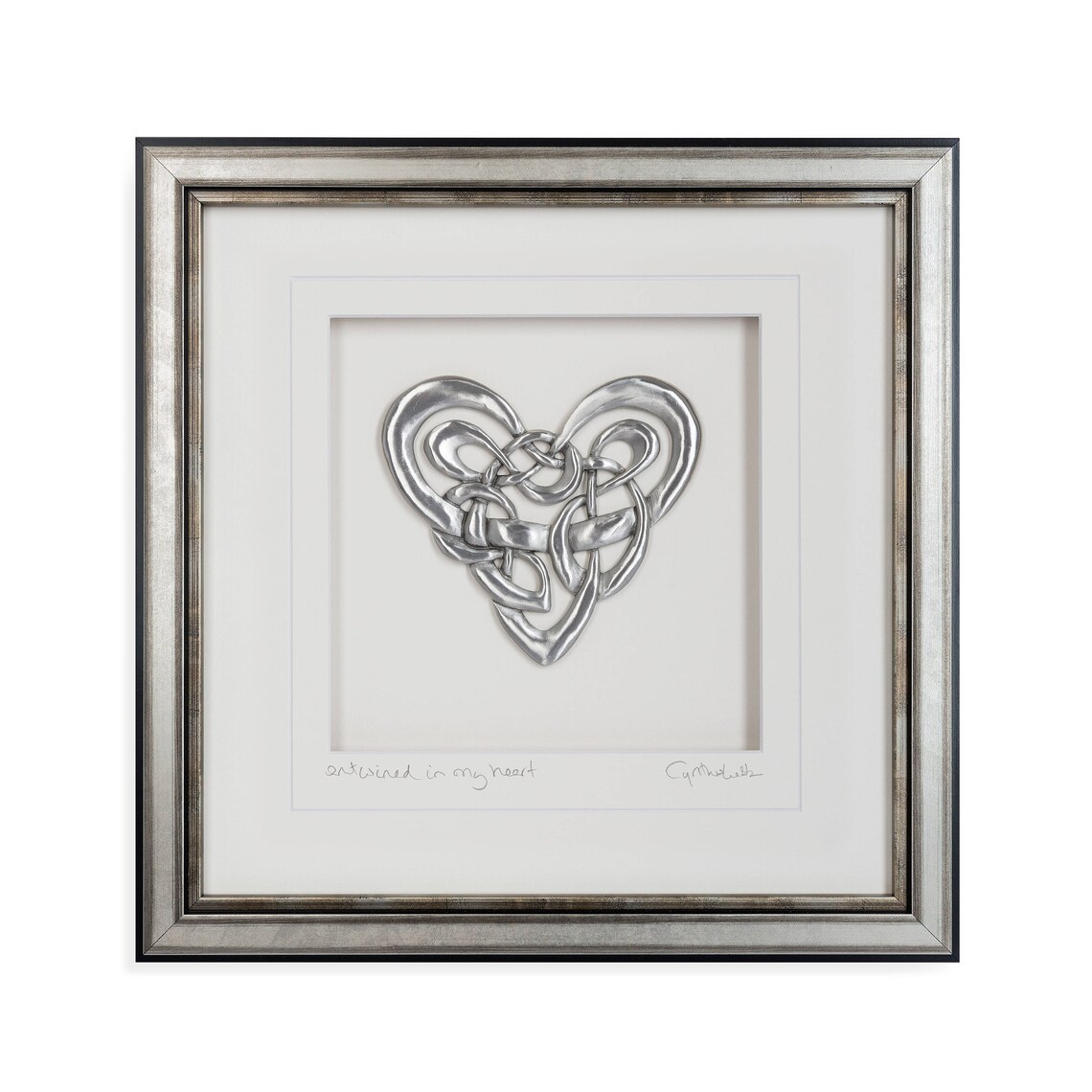 Celtic Heart Pewter, entwined in My Heart, 10 X 10 X 1 Wood Frame ...