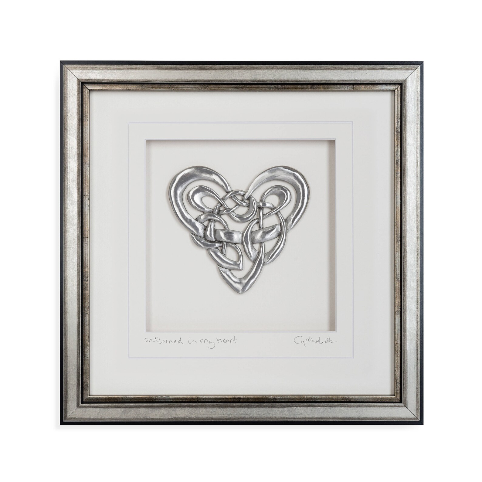 Celtic Heart Pewter, "entwined in My Heart", 10" X 10" X 1" Wood Frame ...