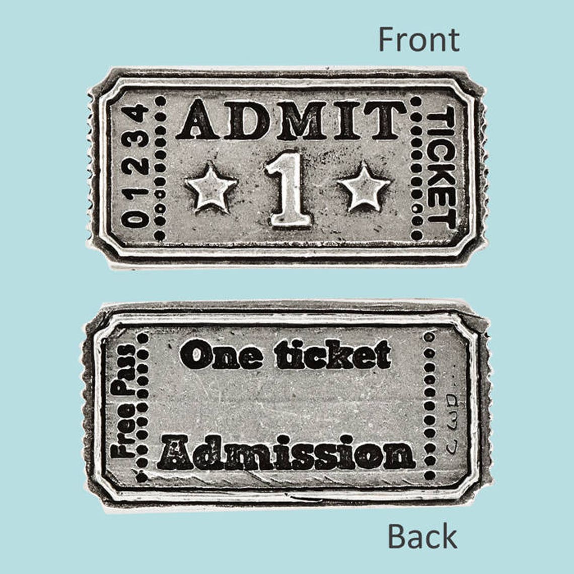 Admit One Ticket Pocket Token, Pewter Pocket Charm, 2 1/16 X 1 1/16 X 1 ...