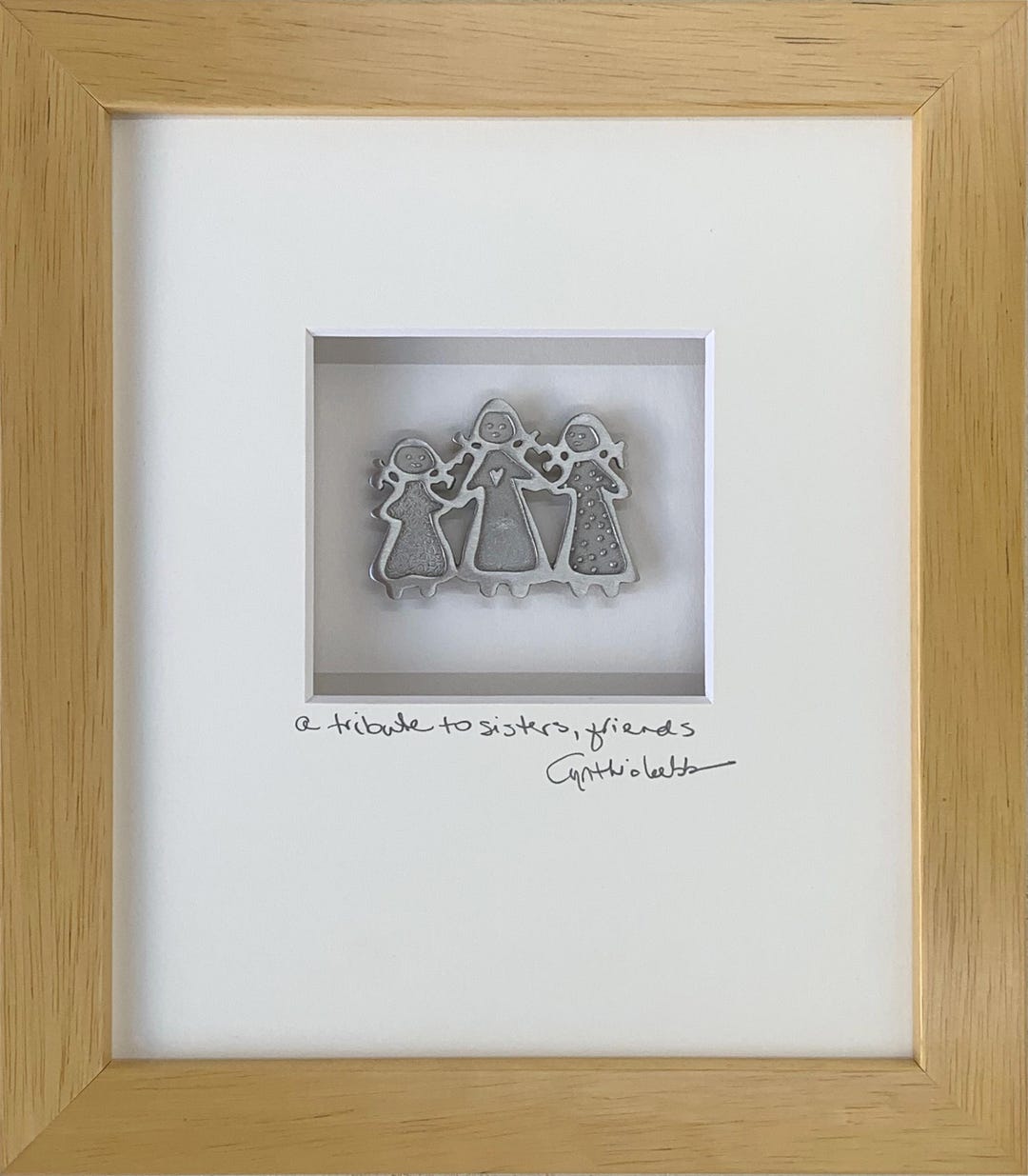 Three Sisters, Pewter, Maple Frame 7” X 8” X 3/4", Signed Mat, Cynthia ...