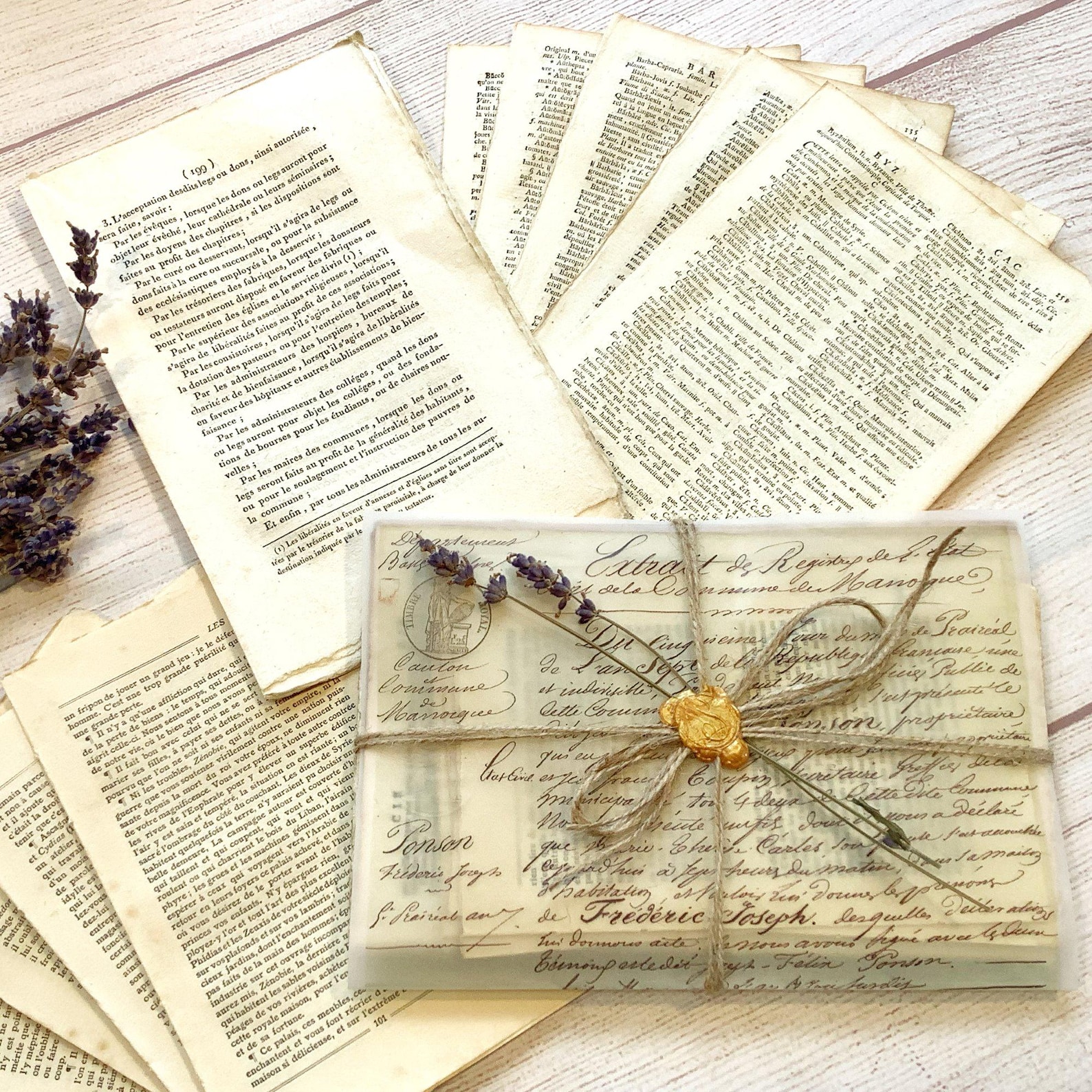 French Cotton Rag Paper Pack, Early 1800s – 15 Double Pages From 3 ...