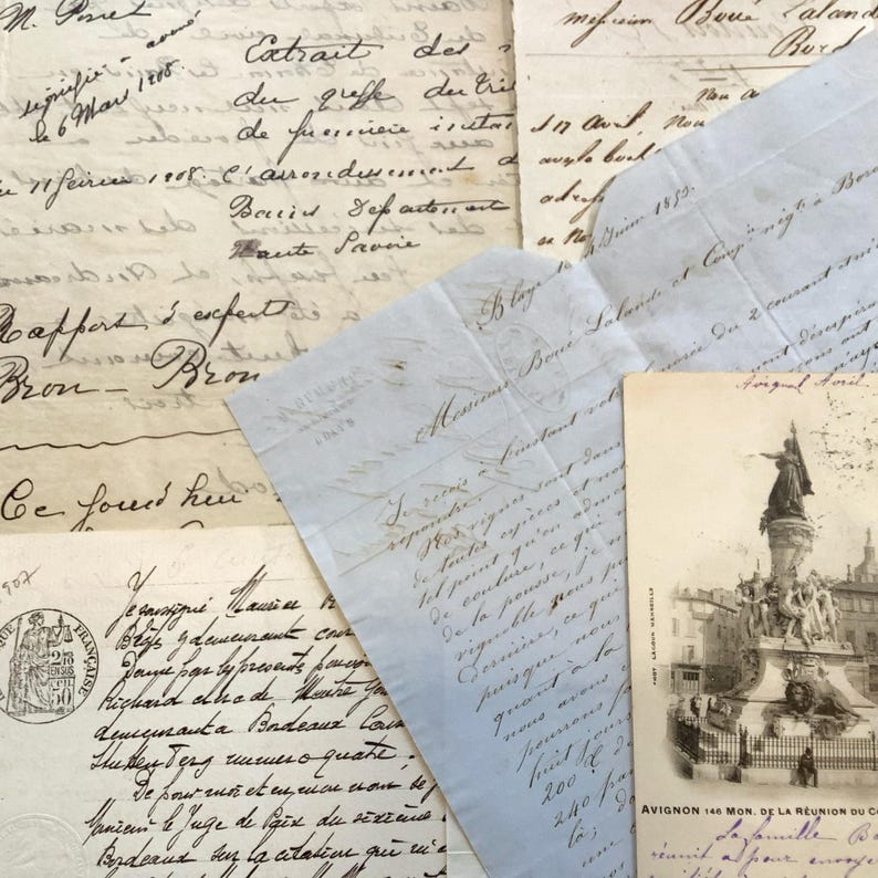 Antique French Handwritten Papers, 1880s to Early 1900s, Authentic ...