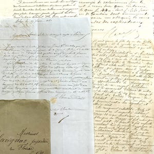Antique French Handwritten Letters and Documents Bundle (1800s- Early ...