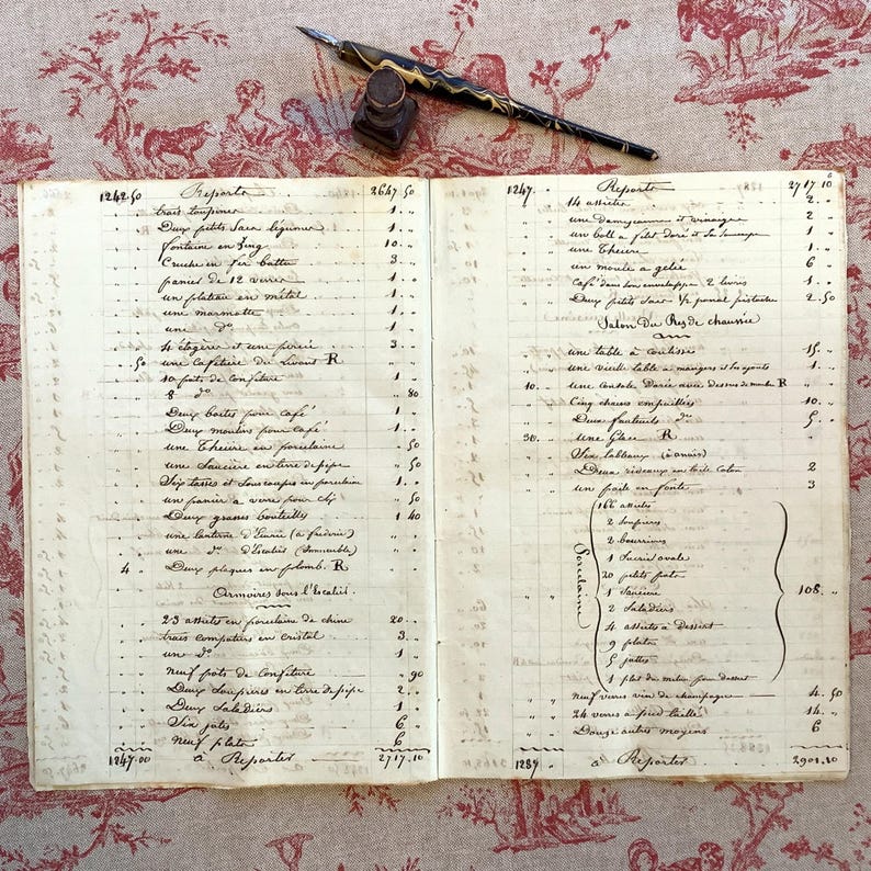 Antique French Inventory Ledger C. Mid 1800s, Estate Succession ...