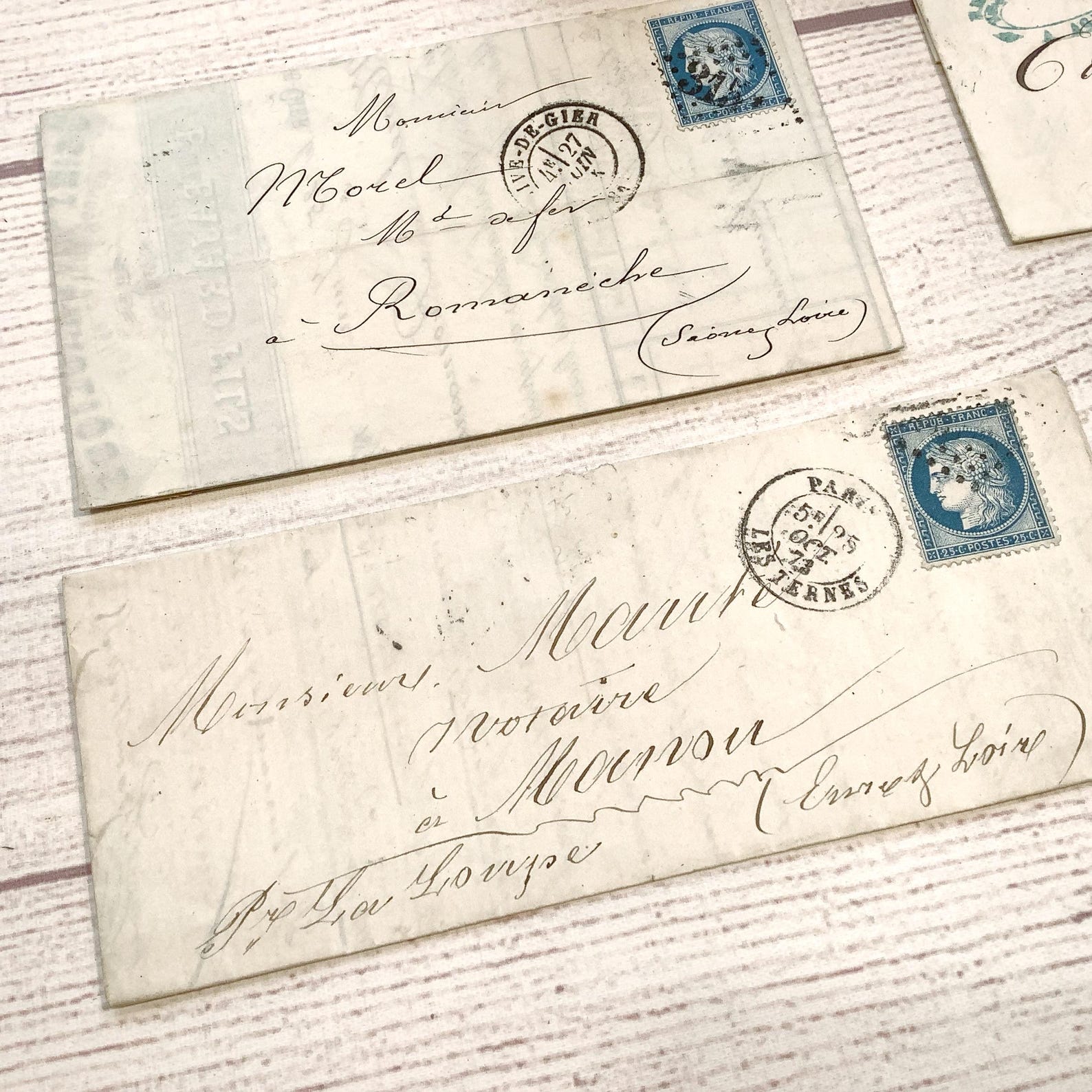 4 Antique French Folded Letters 1800s – Handwritten Postal History With ...