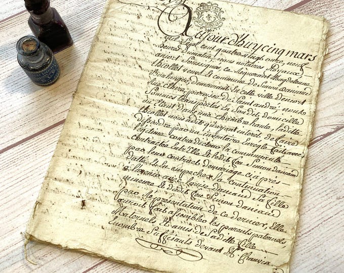 Very Old French Inventory Document 1791, Antique Notaire Manuscript on ...
